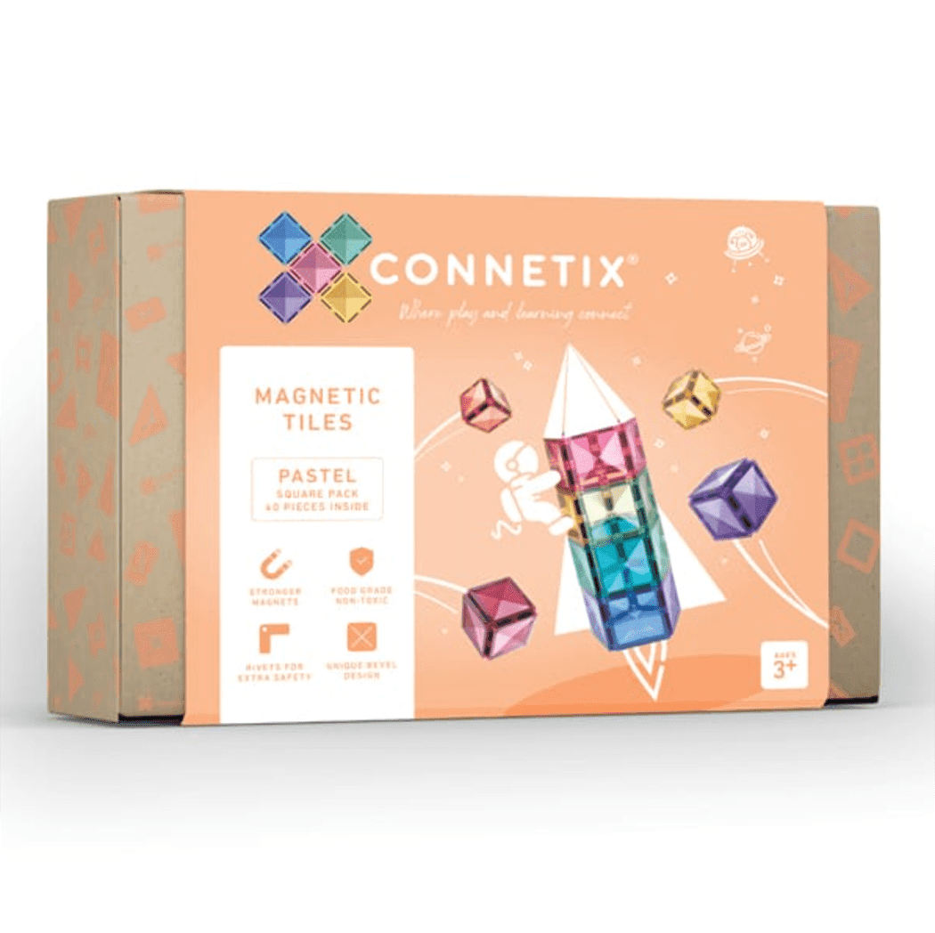 Connetix Tiles 40 Piece Pastel Square Pack – Lupipop